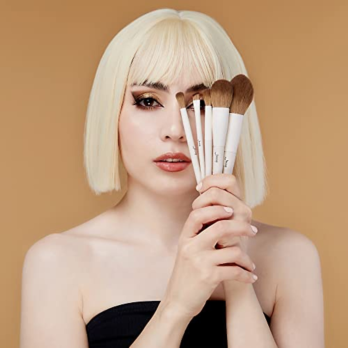 Jessup Makeup Brushes 14Pcs Premium Synthetic Light Grey Makeup Brush Set T329 and Makeup Brush Cleaning Mat with Color Removal Sponge A007