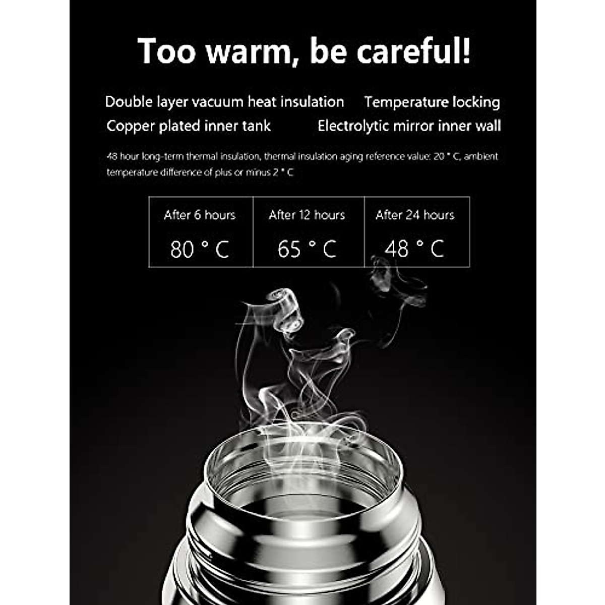 AISEELY Vacuum Insulated Bottles, Double Wall Stainless Steel Thermos with One-Piece Liner, Add-A-Cup Water Bottle for Hot & Cold Drink, Coffee Travel Mug Thermal (21 OZ)…