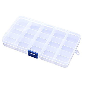 WOIWO Plastic Jewelry Box Organizer Storage Container with Adjustable Divider Removable Grid Compartment (15 Grids)
