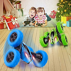 ORRENTE Remote Control Car, RC Cars 2.4GHz Fast Stunt RC Car, 4WD Double Sided 360° Rotating RC Trucks with Headlights, Off Road RC Crawler Toy Cars for Kids Gift for Boys Girls