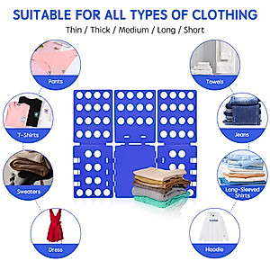 T Shirt Folder T Shirt Folding Board T Shirt Clothes Folder Laundry Organizer Durable Tool Plastic Easy and Fast Folding Board for Kid Children and Adult Plastic Folding Helper Blue