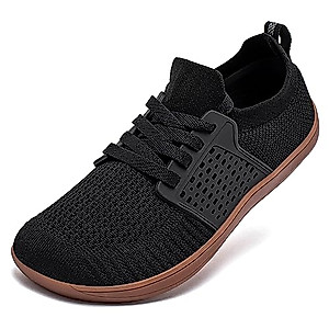 HOBIBEAR Wide Minimalist Barefoot Shoes Mens Womens Walking Sneakers Shoes | Zero Drop Sole | Optimal Relaxation (Black/Gum,Women 11.5 Wide/Men 10 Wide)