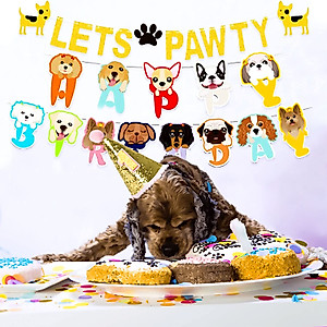LaVenty 25PCS Glitter Lets Pawty Banner Dog Birthday Banner Dog Pawty Banner Dog Party Banner Pet Birthday Banner Pet Party Banner