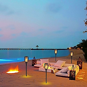 Solar Torch Light With Flickering Flame,Fire Effect Lantern,Dancing Flame,Solar Garden Light, Dust to Dawn,Outdoor Waterproof Garden Decoration, Solar Powered Stick Light ZKEE(set of 4)