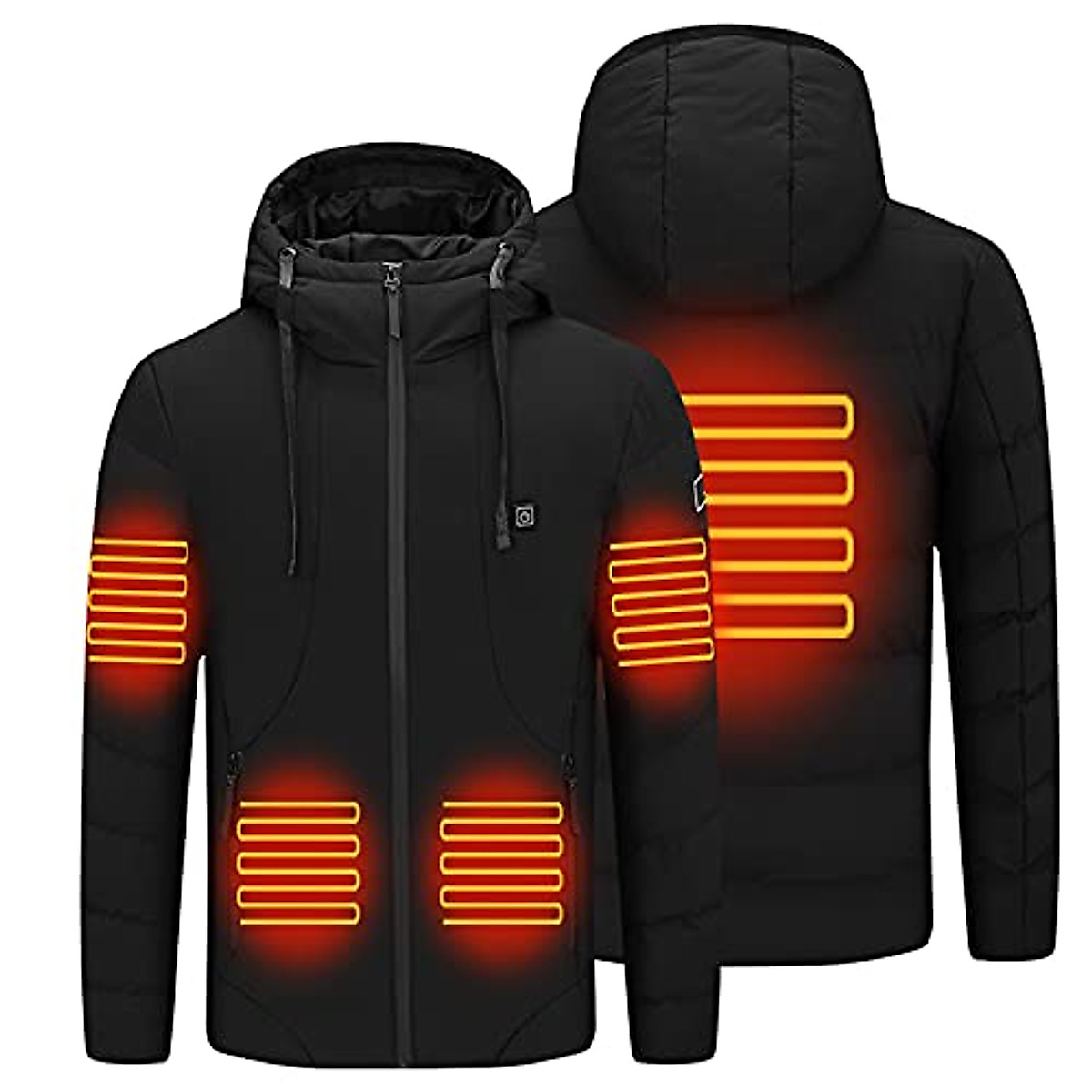 Puffy Jackets Men and Heating Temperature Three Control 5- Coat Hooded Gear Coat Charging Women Men USB Men's Black