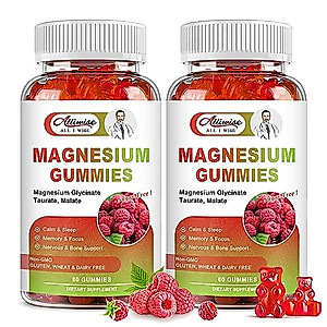 Sugar-Free Magnesium Glycinate Gummies, Complex Magnesium Supplement 600mg with Calcium, Magnesium Glycinate 300 mg with Taurate, Malate, COQ10, Vitamin B6 and D3, Supports for Memory, Calm, Mood