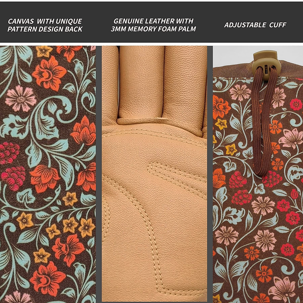 SAVJOB Gardening Gloves for Men&Women,Goatskin Leather Thorn Proof Garden Gloves with Touchscreen,Work Gloves,Gardening Gifts,Brown,Large