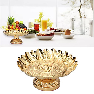 Decorative Tray Decor, Small Decorative Tray High Capacity Delicacy Offering Bowl Decorative Plate for Placing Fruit Worship Buddha(press 7 Inch Lace Heavy Fruit Plate)