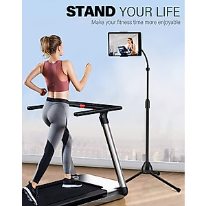 ONE TO FOUR Phone Tripod Stand, 69" Height Adjustable Gooseneck Tablet Floor Stand, Tall Stand with 360 Swivel, Extended iPad Stand Holder for All Mobile Phones, Tablet, iPhone, iPad (3.5-12.5in)