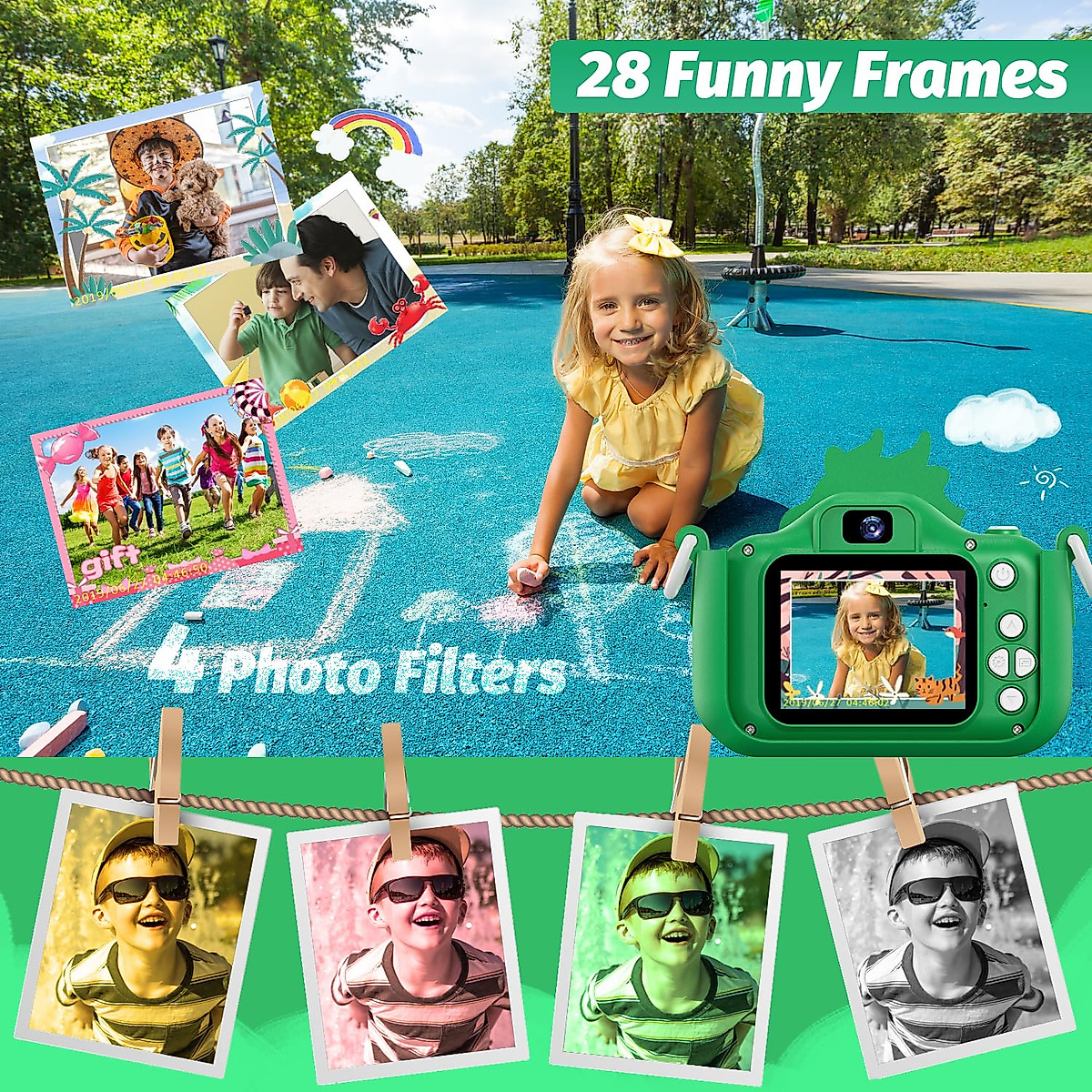 Goopow Kids Selfie Camera Toys for Girls Age 3-9,Children Digital Video Camera Toy with Cat Soft Silicone Cover,Christmas Birthday Festival Gifts for 3-9 Year Old Girls and Boys- 32GB SD Card Included