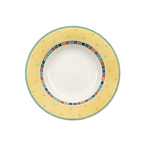 Villeroy & Boch Twist Alea Limone Rim Soup, 9.5 in, White/Yellow