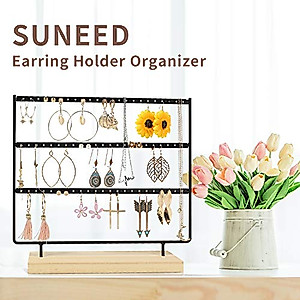 Suneed Earring Holder Organizer Jewelry Display Stands Earring Organizer Stand Jewelry Holder Organizer, Earring & Necklace Jewelry Towel Organizer Display Tree (Black-3Layer)