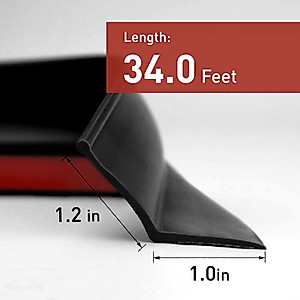 FOSLUOC Garage Door Seal Top and Sides Seal Strip Black 34 FT Adhesive Backed Rubber Weather Stripping Replacement Weatherproofing Universal Sealing