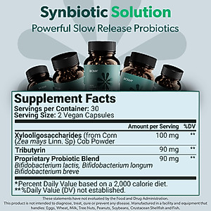 BIOMA Probiotics for Weight Management & Digestive Health, 3 in 1 Gut Health Probiotics and Prebiotics/Postbiotics, Slow Release Synbiotic Probiotic Capsules for Gut Health Multi Enzyme (60 Caps)