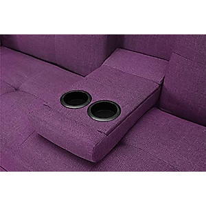Good Sleeper Sofa Couch Convertible Twin Size Futon Sofa Bed for Small Rooms Office Gust Room, Metal Chrome Middle Legs (Fabric Purple)