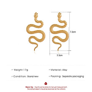 Halloween Eygption Snake Earrings Vintage Long Serpent Dangle Earrings Snake Animal Thanksgiving Jewelry Gift (D：black)