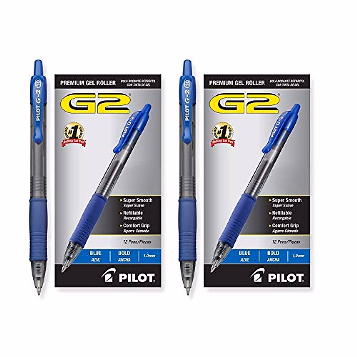 Pilot G2 Retractable Premium Gel Ink Roller Ball Pens, Bold Pt, 24 Pack, Blue