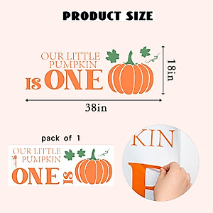 CANTLY Our Little Pumpkin Is One Stickers Decoration - Welcome Sign Decal for Balloon Arch,Fall Harvest Birthday Theme Baby Shower Decal,Baby Shower Decorations (One Pumpkin Decal)