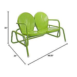 Northlight Outdoor Retro Metal Tulip Double Glider Patio Chair, 48.25", Lime Green