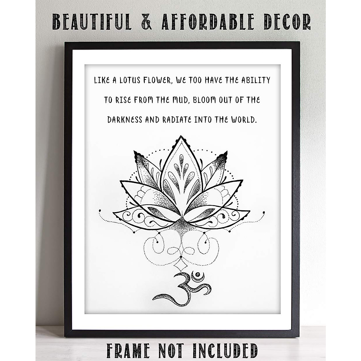 TJ Originals Like a Lotus Flower Quote - Spiritual and Boho Wall Decor - Namaste Zen and Meditation Aesthetic Room Decor - Unframed 11x14 Wall Art Print for Living Room or Yoga Studio