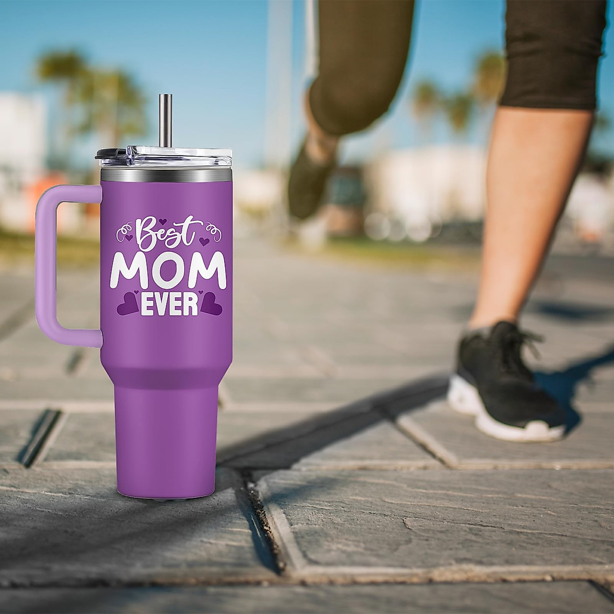 Best Mom Ever Cups 40Oz with Handle, Mom Birthday Gifts, Best Mom Ever Gifts, Gifts for Mom from Daughter Son, Best Mom Coffee Travel Mug, Christmas Mothers Day Drinking Cup for Mom, Mama, New Mom