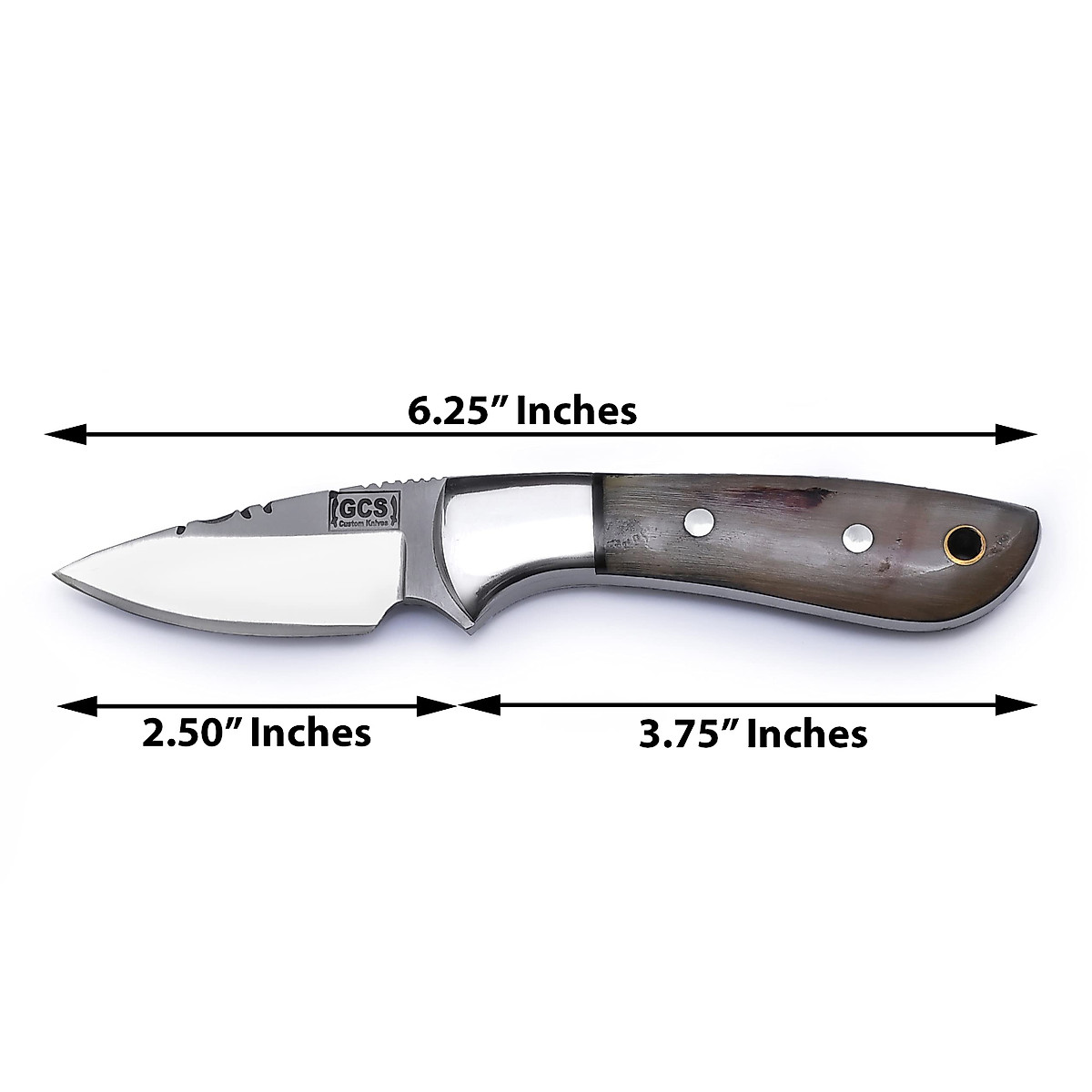 GCS Handmade D2 Tool Steel Tactical knife Hunting Knife CampKnife with leather sheath Full tang blade designed for Hunting & EDC GCS 235 (Horn Handle)