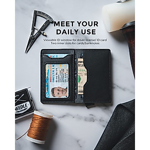 VULKIT Pop up Wallet Credit Card Holder with Leather Slots RFID Blocking Metlal Bank Card Case for Men or Women(Black)