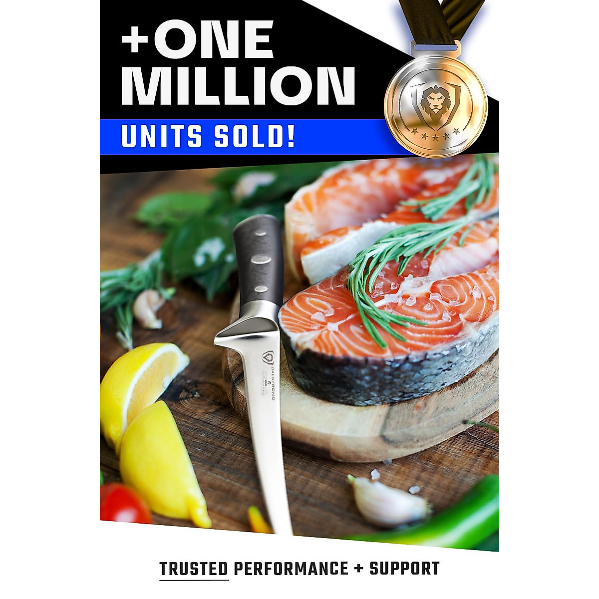 Dalstrong Fillet Knife - 7 inch Flexible Blade - Gladiator Series Elite - High Carbon German Steel - Black G10 Handle Boning Knife - w/Two Sheaths - Razor Sharp Kitchen Knife - NSF Certified