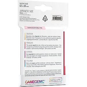 Prime Japanese Size Card Sleeves | 60 Pack of 62 mm by 89 mm Card Sleeves | Premium Quality Card Game Holder | Use with TCG and LCG Games | Red Color | Made by Gamegenic
