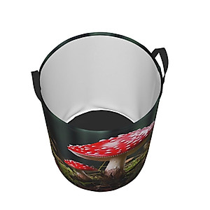 Laundry Basket Collapsible Red And White Mushroom Laundry Hamper Freestanding Clothes Hamper with Handles Washing Bin Foldable Clothes Hamper for Living Room, Bedroom