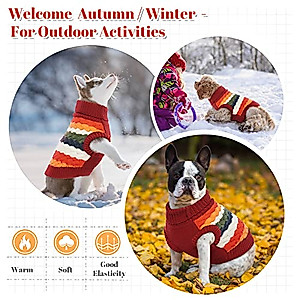 Kuoser Dog Sweater, Pet Cable Knitted Pullover Puppy Warm Clothes, Doggy Turtleneck Classic Knitwear Soft Thickening Doggie Outfit, Cold Weather Thermal Wear for Small Medium Dogs Cats