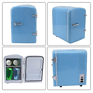 Skincare Fridge, 4L DC12V Mini Portable Compact Personal Fridge Cooler and Warmer, 36W Cosmetic Makeup Mini Fridge for Skin Care, Car Cooler for Bedroom, Dorm, Office, Car, Home (Blue)