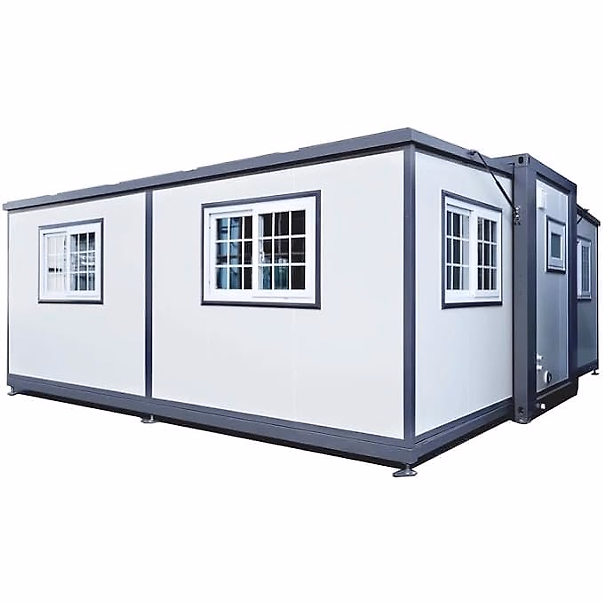 Generic Portable Prefabricated Tiny Home 19x20ft, Mobile Expandable Plastic Prefab House for Hotel, Booth, Office, Guard House, Shop, Villa, Warehouse, Workshop, grey blue