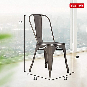 FDW Dining Chairs Set of 4 Metal Chairs Patio Chair Dining Room Kitchen Chair 18 Inches Seat Height Tolix Restaurant Chairs Trattoria Metal Indoor Outdoor Chairs Bar Stackable Chair
