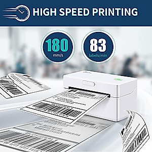 Label Printer - 180mm/s Wireless Shipping Label Printer, 4×6 Commercial Direct Thermal Label Printer for Shipping Packages, Label Maker, Compatible with USPS, UPS, Support BT (Contact CS for Driver)