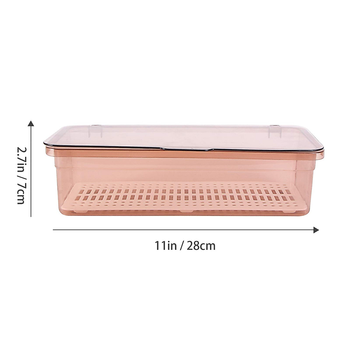 TOPBATHY Flatware Plastic Tray with Lid Kitchen Cutlery and Utensil Drawer Organizer Silverware Countertop Storage Container (Brown)