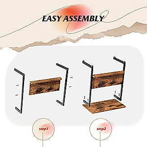 WLIVE Snack Side Table, C Shaped End Table with Magazine Rack for Sofa Couch and Bed, TV Tray Table with Metal Frame, Industrial, for Living Room, Bedroom, Easy Assembly,Rustic Brown and Black