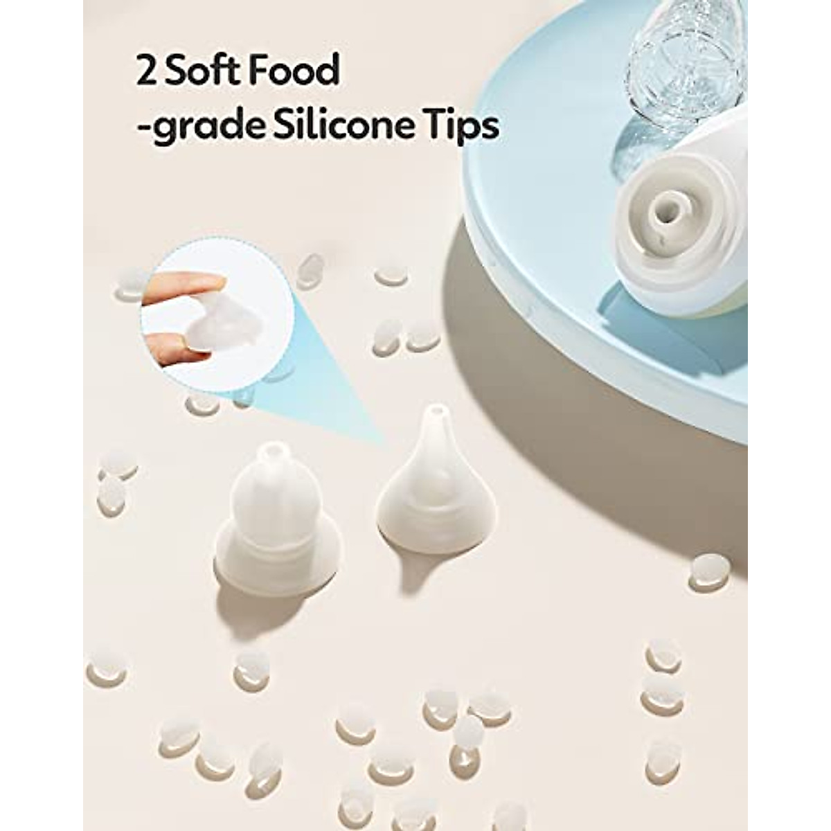 Nasal Aspirator for Baby, MOMTORY Electric Baby Nose Sucker, Powerful Booger Sucker Nose Cleaner with 3 Speeds of Suction, Music Function, 2 Silicone Tips, Fast Charging for 60 Days Use