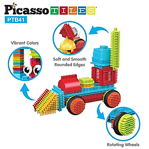 Picasso Toys 41pc Hedgehog Hedgehog Block Building Blocks Construction Toy Set w/IdeaBook Learning Playset None Magnetic STEM STEAM Educational Kit Child Brain Development Preschool Kindergarten PTB41