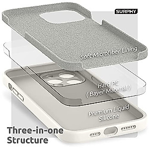 SURPHY Compatible with iPhone 13 Pro Max Case with Screen Protector, (Camera Protection + Soft Microfiber Lining) Liquid Silicone Phone Case 6.7 inch 2021, White