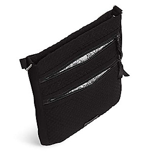 Vera Bradley Women's Microfiber Triple Zip Hipster Crossbody Purse, True Black, One Size
