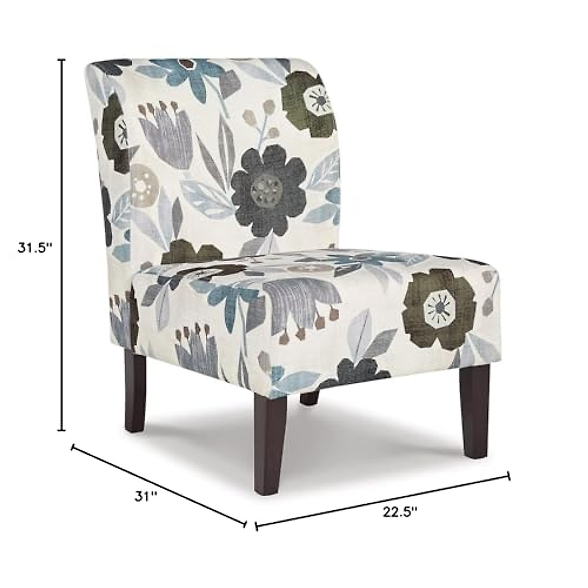 Signature Design by Ashley Triptis Floral Armless Accent Chair, White, Blue & Gray