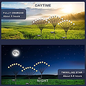 MAKYTWOW Solar Garden Lights, Outdoor Waterproof, Solar Powered Firefly Lights, Warm White Garden Decorations Lights for Path Landscape 4Pack