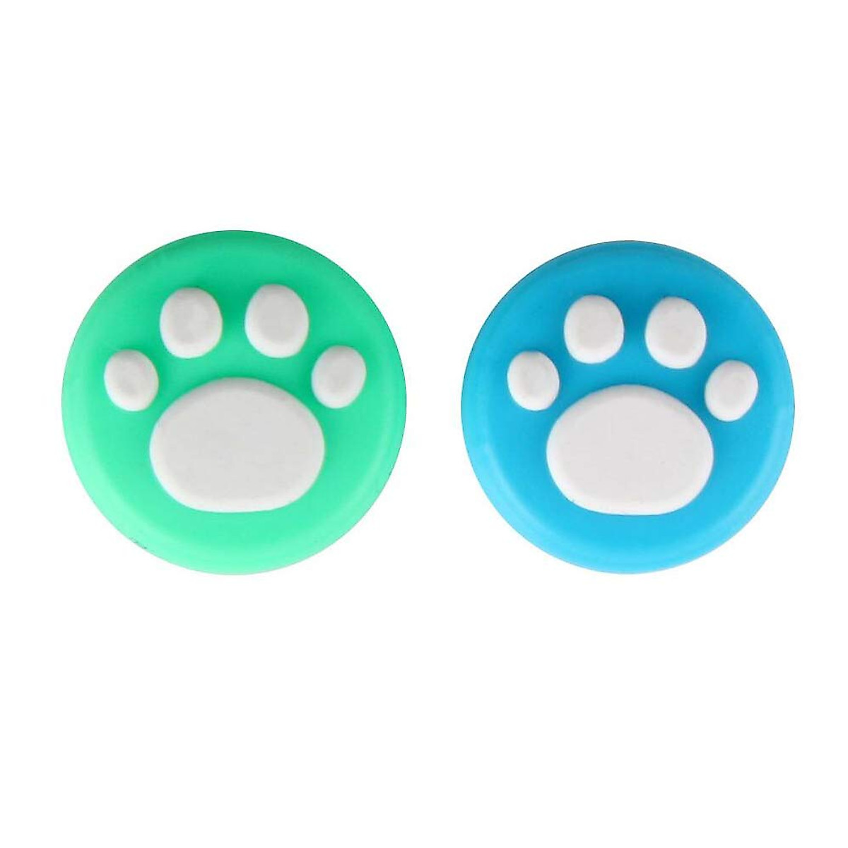 2X Silicone Analog Non-Slip Thumb Grips Stick Cap Case Cover Handle Joystick Button Caps for Nintendo Switch NS & Switch Lite Joy-con Controller Cute Cat Claw (Green-Blue)