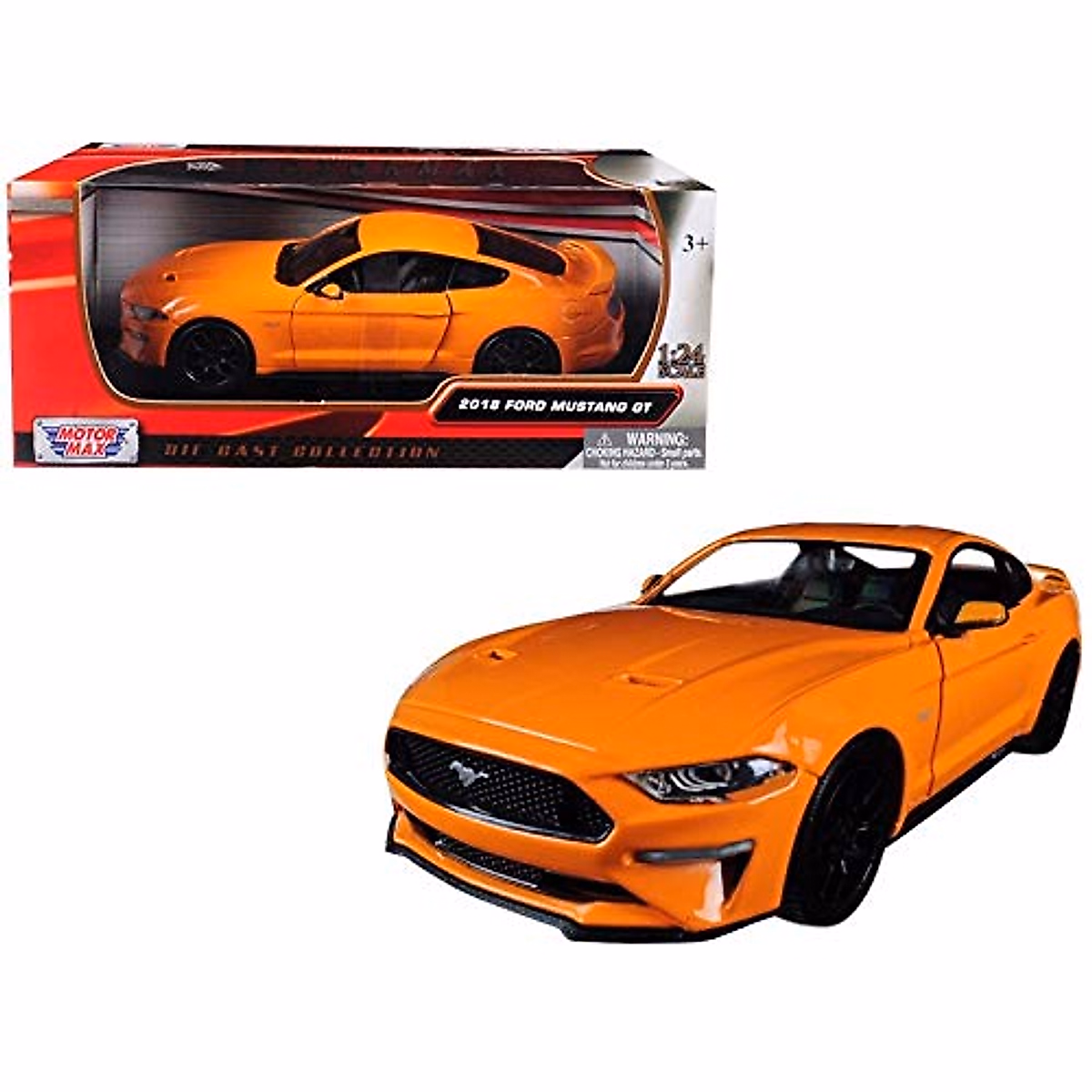 2018 Ford Mustang GT 5.0 Orange with Black Wheels 1/24 Diecast Model Car by Motormax 79352or