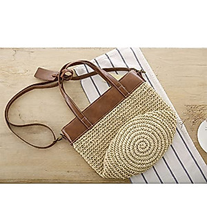 H.S.G.K Soft Straw Bag Hand-woven Handle Tote, Student Handbag