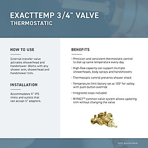 Moen T6601BN Wynford ExactTemp Thermostatic Valve Trim Kit, Valve Required, Brushed Nickel