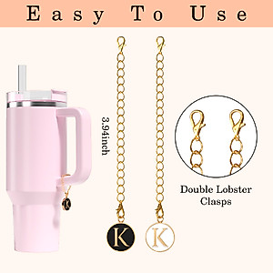 10 mm Straw Cover Cap for Stanley Cup 30 Oz 40 Oz Initial Straw Topper with 2 Pcs Letter Charm Name ID Accessories for Stanley Tumbler