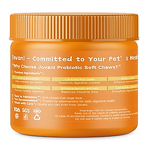 jovani Probiotic Soft Chews for Dogs, Digestive Enzymes for Gut Flora, Digestive Health, Diarrhea & Bowel & Immune System Support - Pumpkin Flavor - Contains 200 Soft Chews