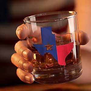 Texas Flag - Old Fashioned Whiskey Rocks Bourbon Glass - 10 oz capacity